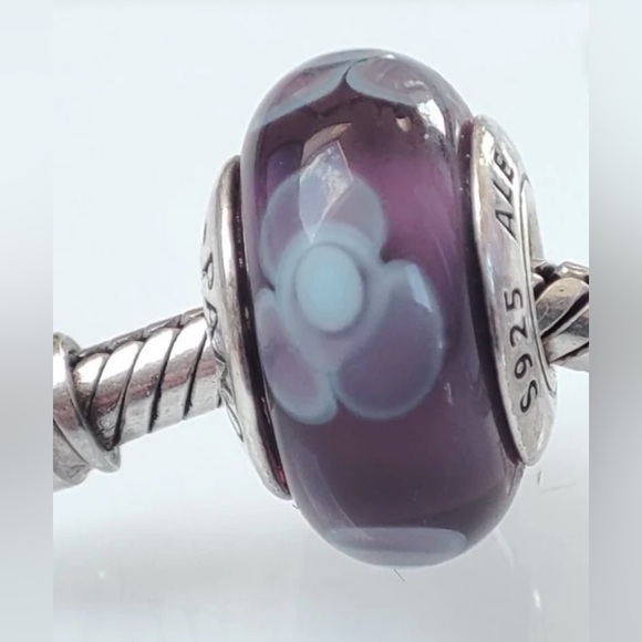 Pandora | Jewelry | Authentic Pandora Purple Flowers For You Murano ...
